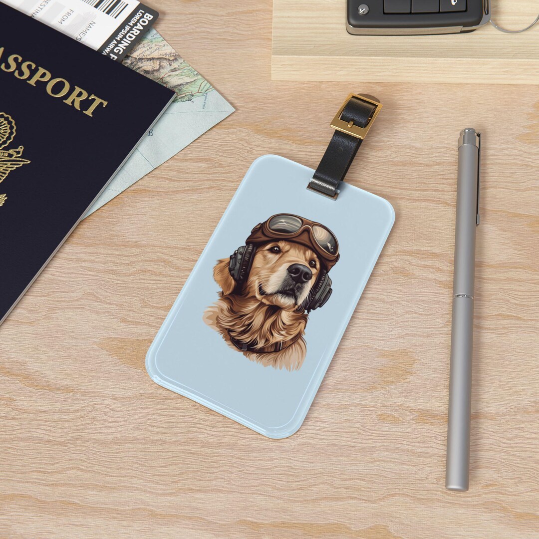 Golden Retriever Pilot Luggage Tag, Custom Luggage Tag, Retriever ...