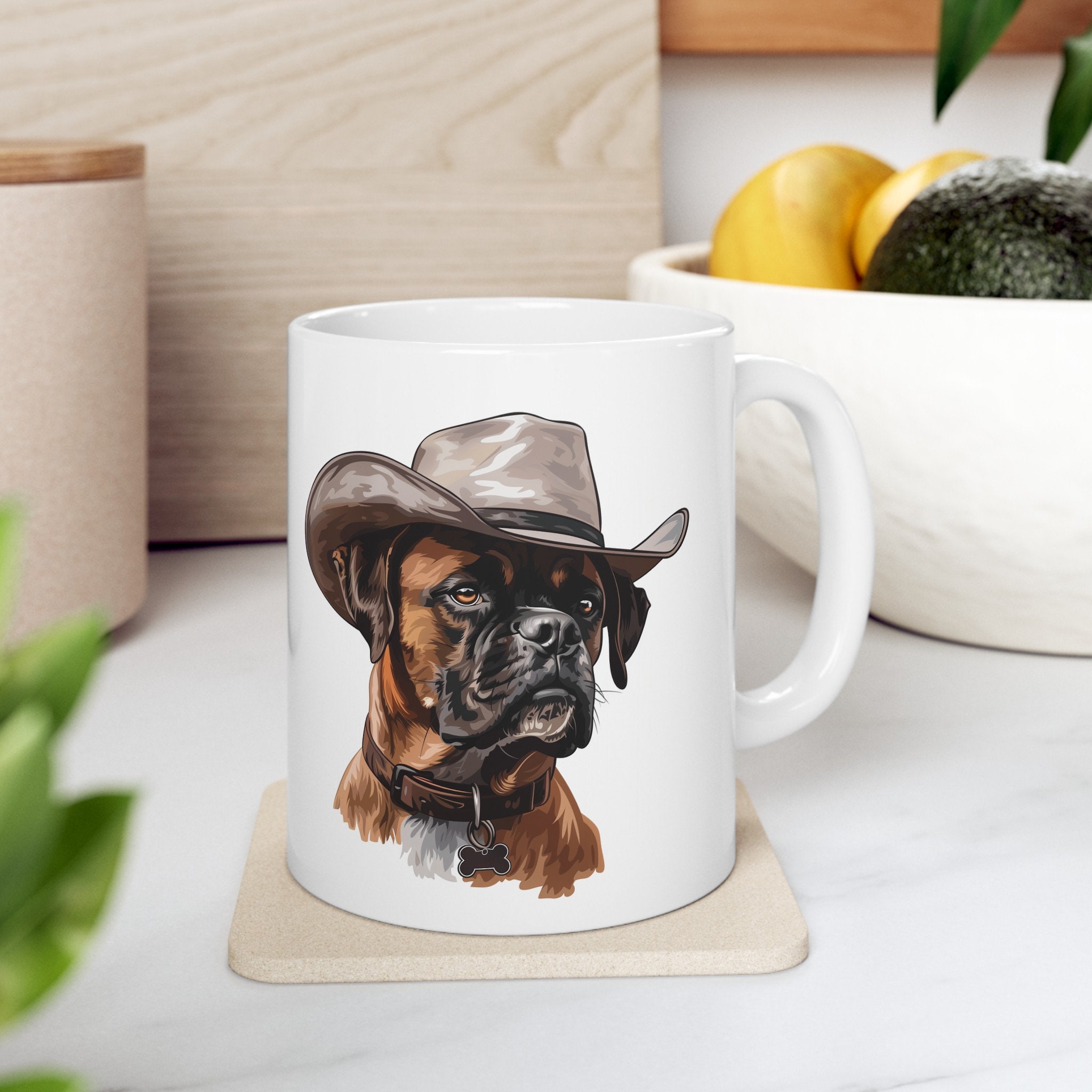 Western Themed Boxer Mug, Cute Dog Mug, Mug for Boxer Lovers, (11oz ...