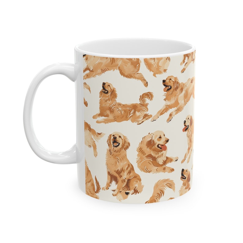 Golden Retriever Print Ceramic Mug, Golden Retriever Mug, Golden ...
