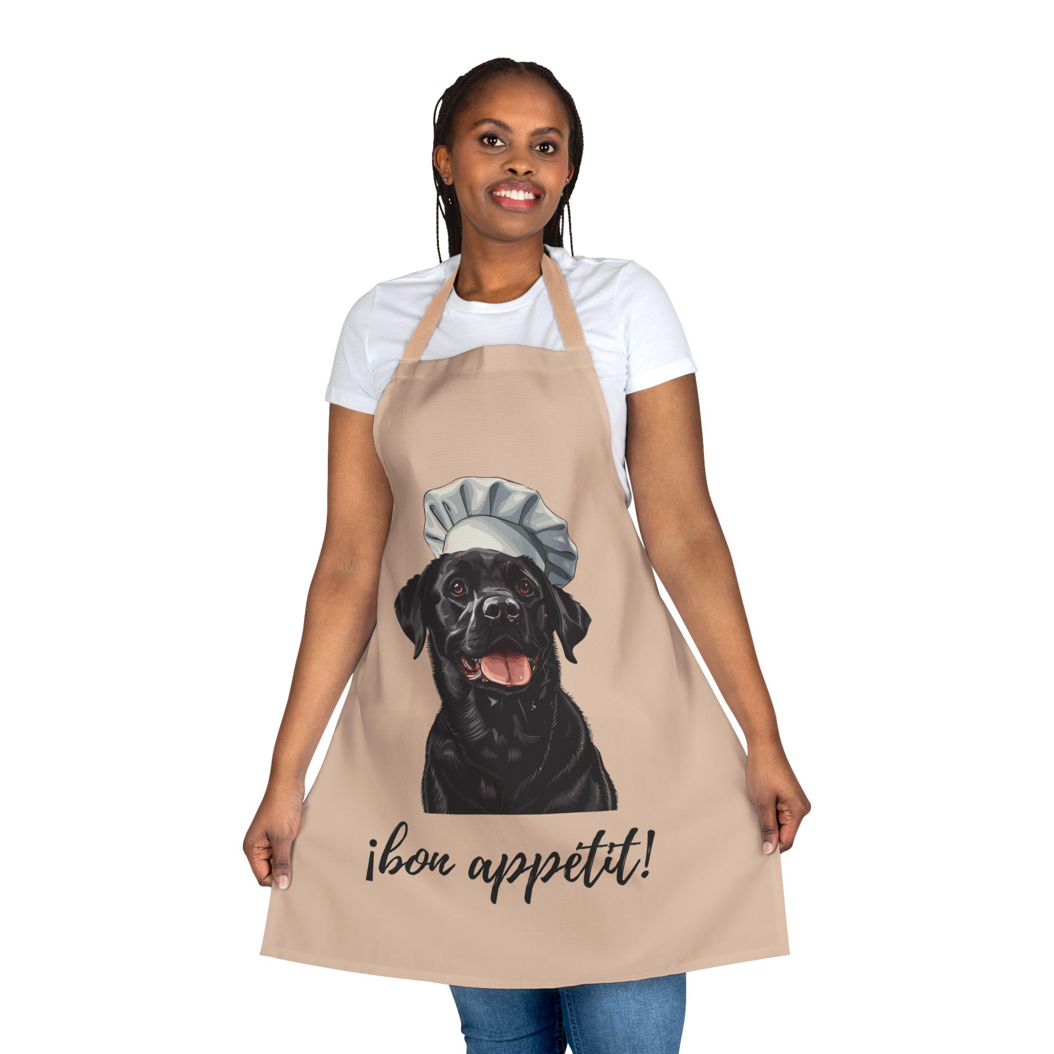 Black Labrador Custom Apron for Kitchen, Dog Art Canvas Aprons for ...