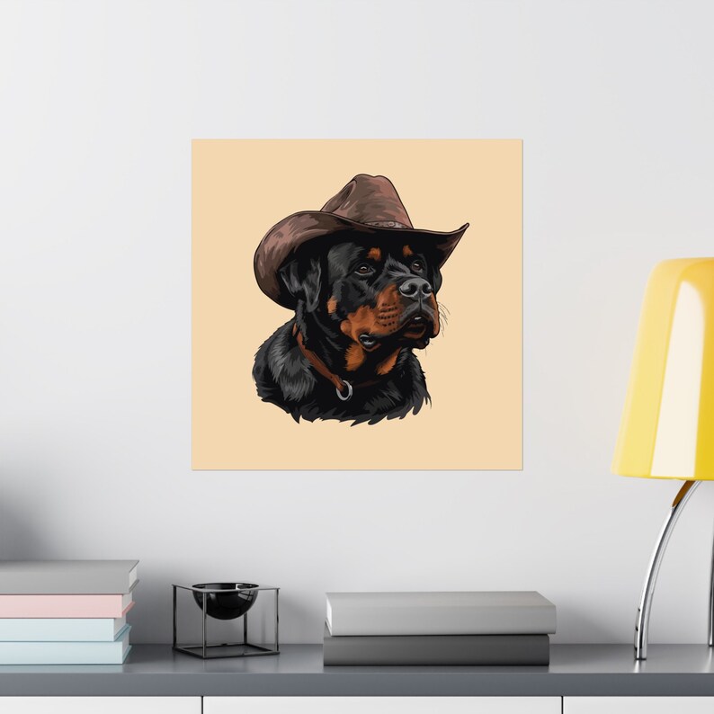 Western Themed Rottweiler Portrait, Rottweiler Poster, Rottweiler Matte ...