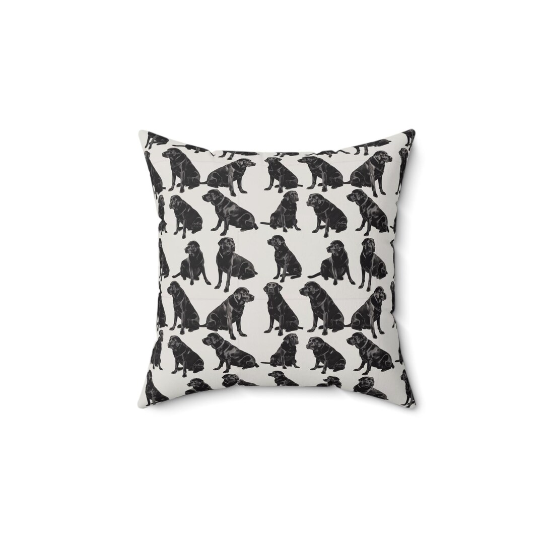 Black Labrador Pillow, Custom Black Lab Pillow, Custom Polyester Pillow ...