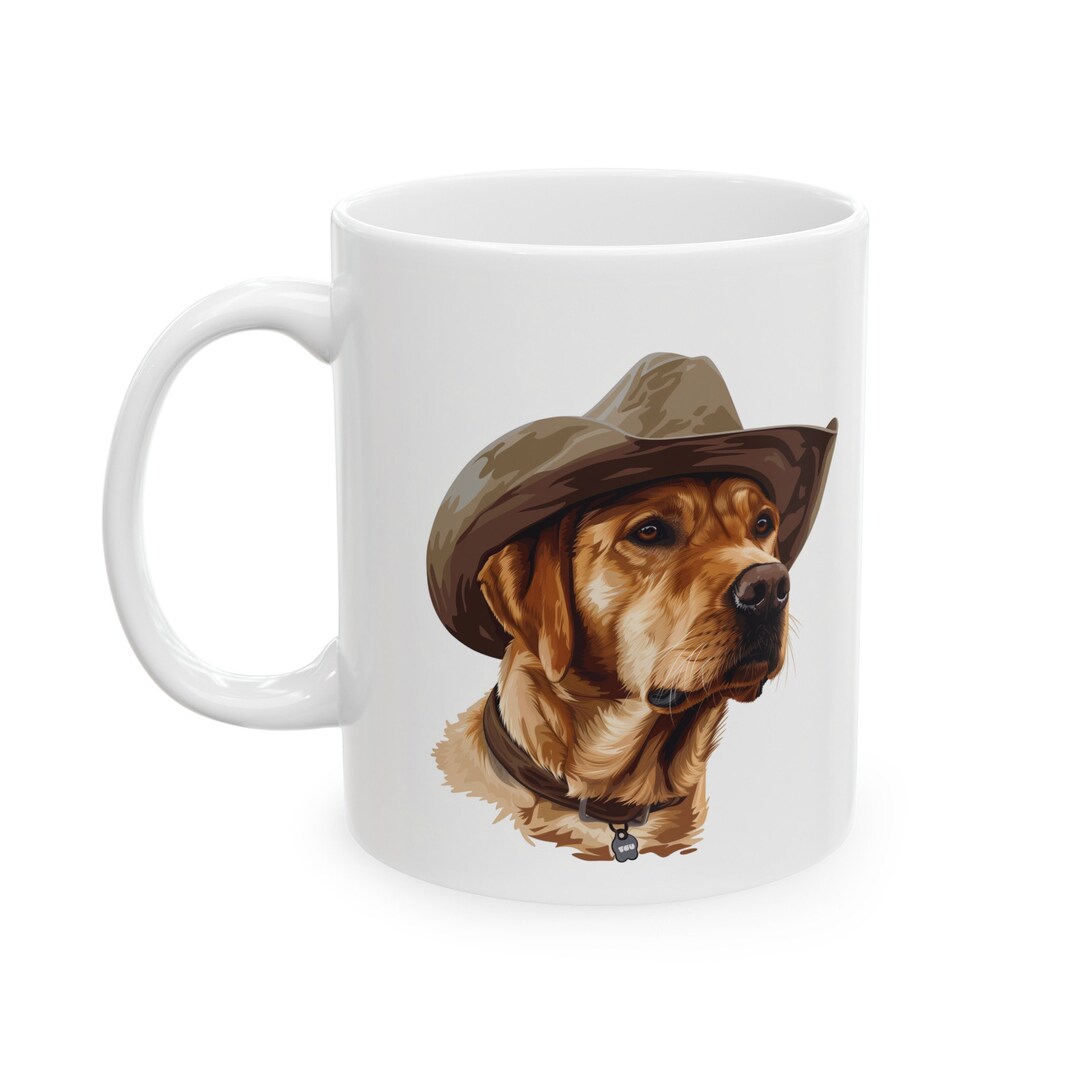Western Themed Yellow Lab Mug, Cute Dog Mug, Mug for Yellow Labrador ...