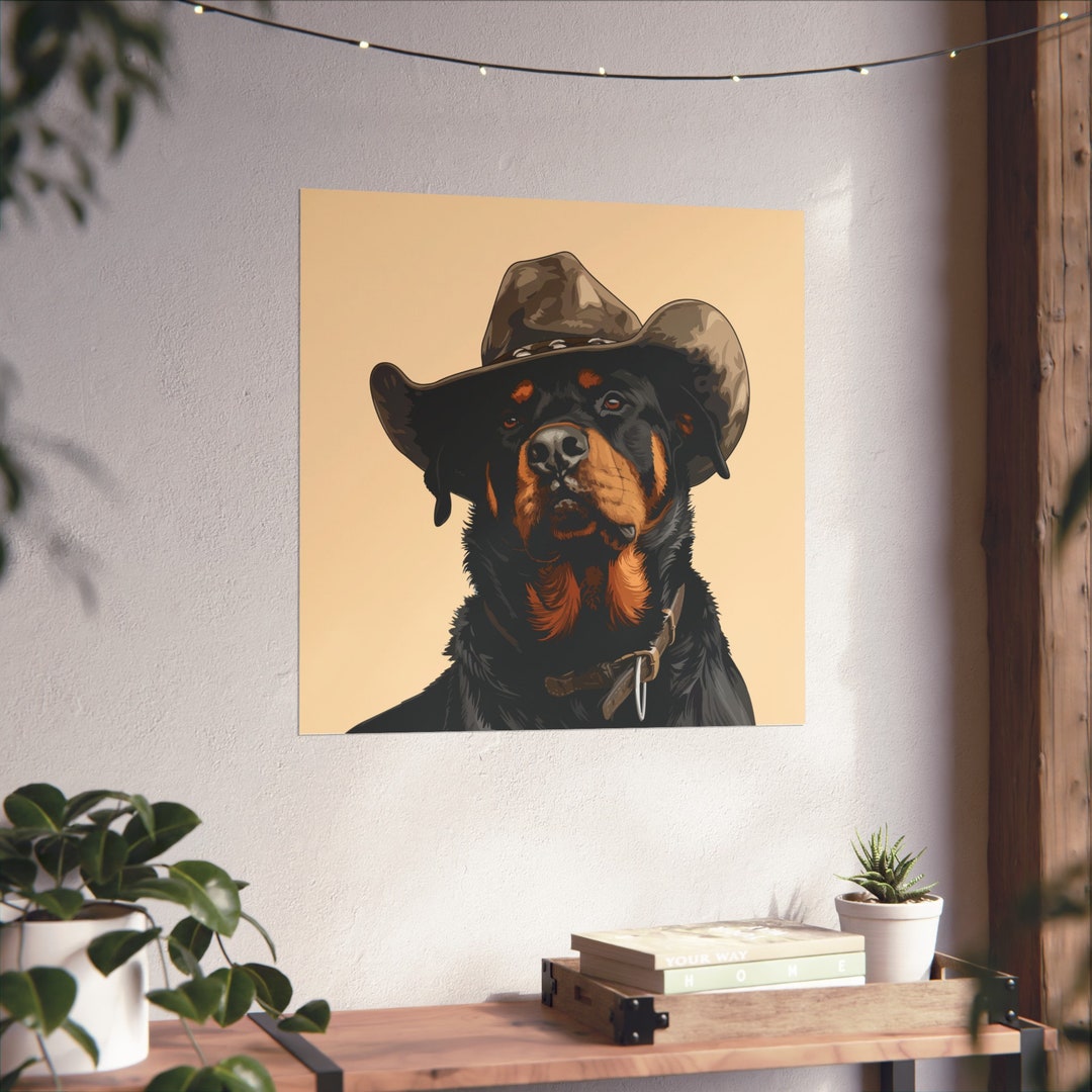 Western Themed Rottweiler Poster, Rottweiler Poster, Rottweiler Matte ...