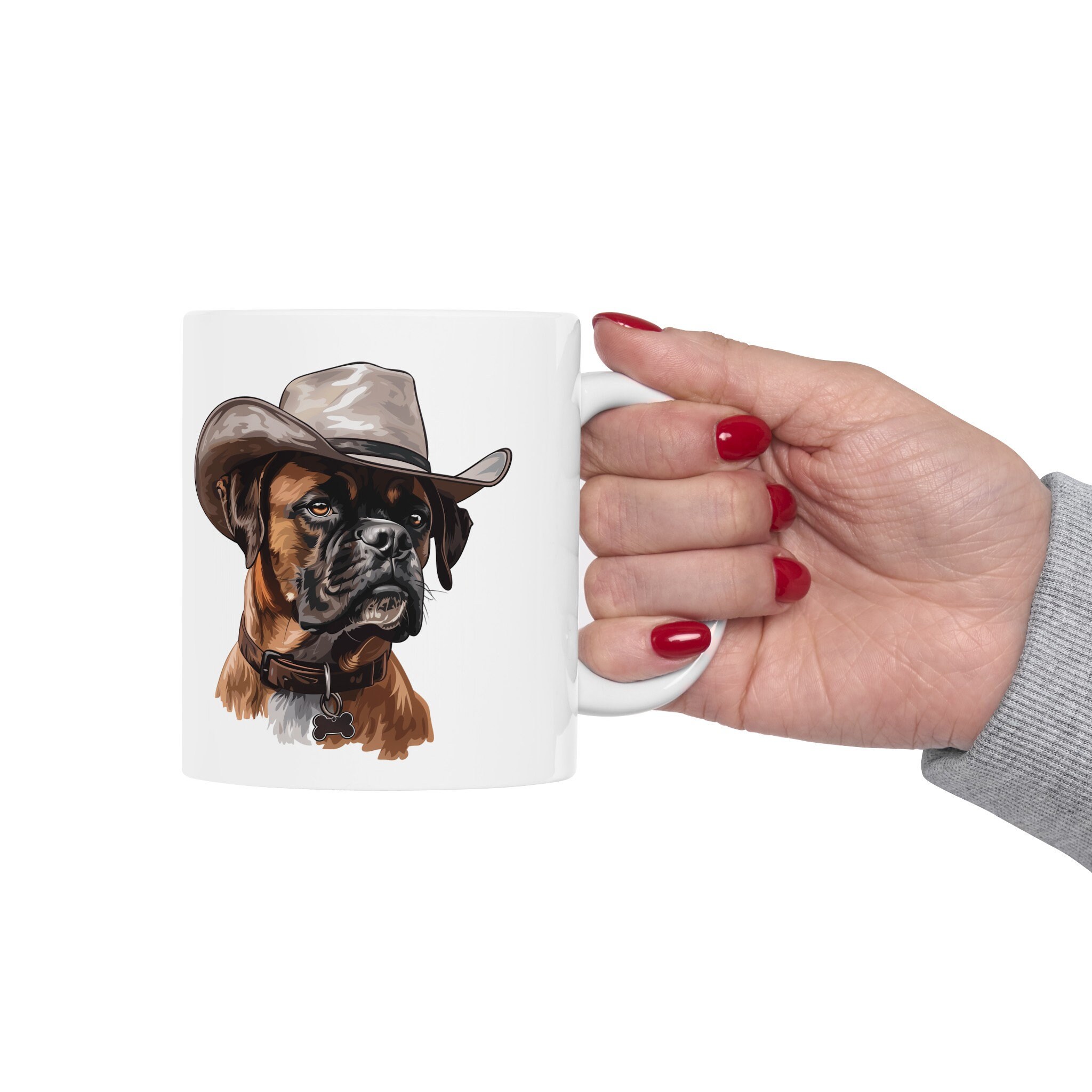 Western Themed Boxer Mug, Cute Dog Mug, Mug for Boxer Lovers, (11oz ...