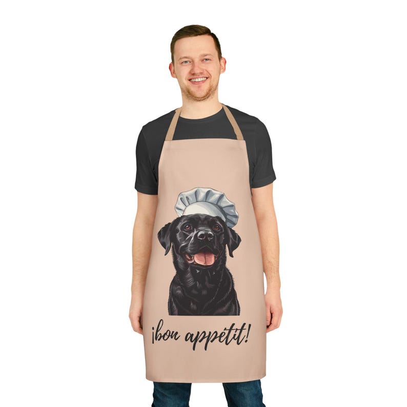Black Labrador Custom Apron for Kitchen, Dog Art Canvas Aprons for ...