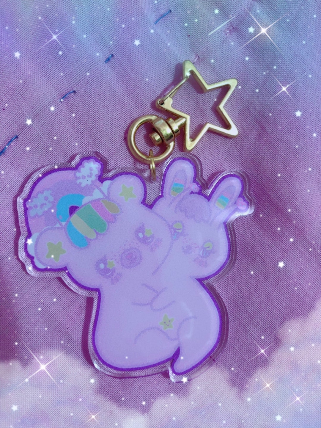 Emotion Bear and Bunny Keychain, Kawaii Keychain, Cute Keychain, Animal ...