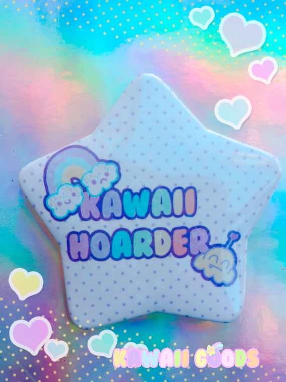 Kawaii Hoarder Star Holographic Rosette Button | Etsy