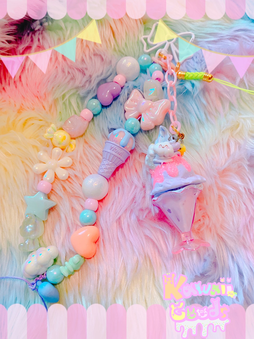 Ice Cream Parfait Bag Phone/switch Charm Keychain, Kawaii Phone Charm ...