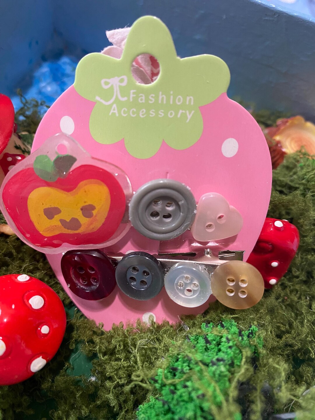 OOAK Whimsy Twee Apple Slice Heisei Retro Hair Clip Set, Kawaii Clip ...
