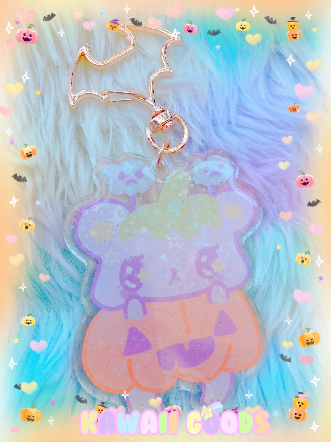 Emotion Bear Pumpkin Keychain, Kawaii Keychain, Cute Keychain, Animal ...