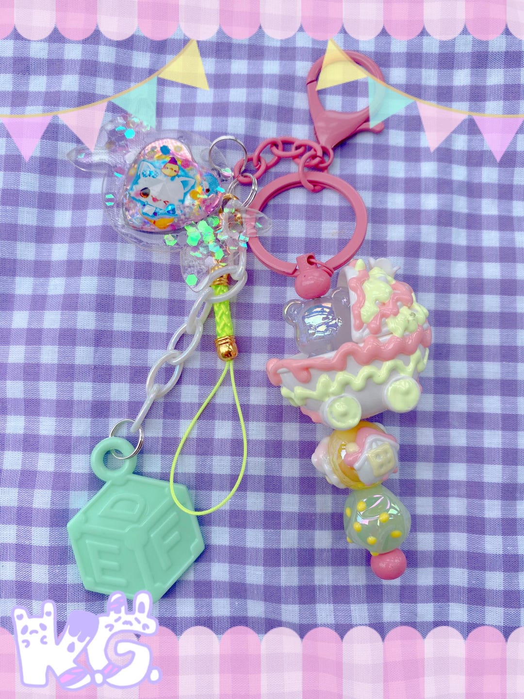 Heisei Retro Kawaii Animal Cutie Bag Charm Trinket Keychain, Kawaii ...