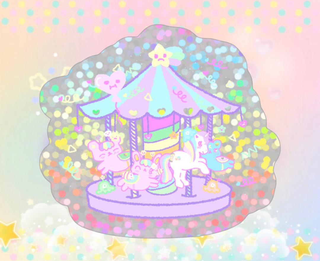 Dreamy Carousel Holographic Sticker PREORDER, Glitter Sticker, Kawaii ...
