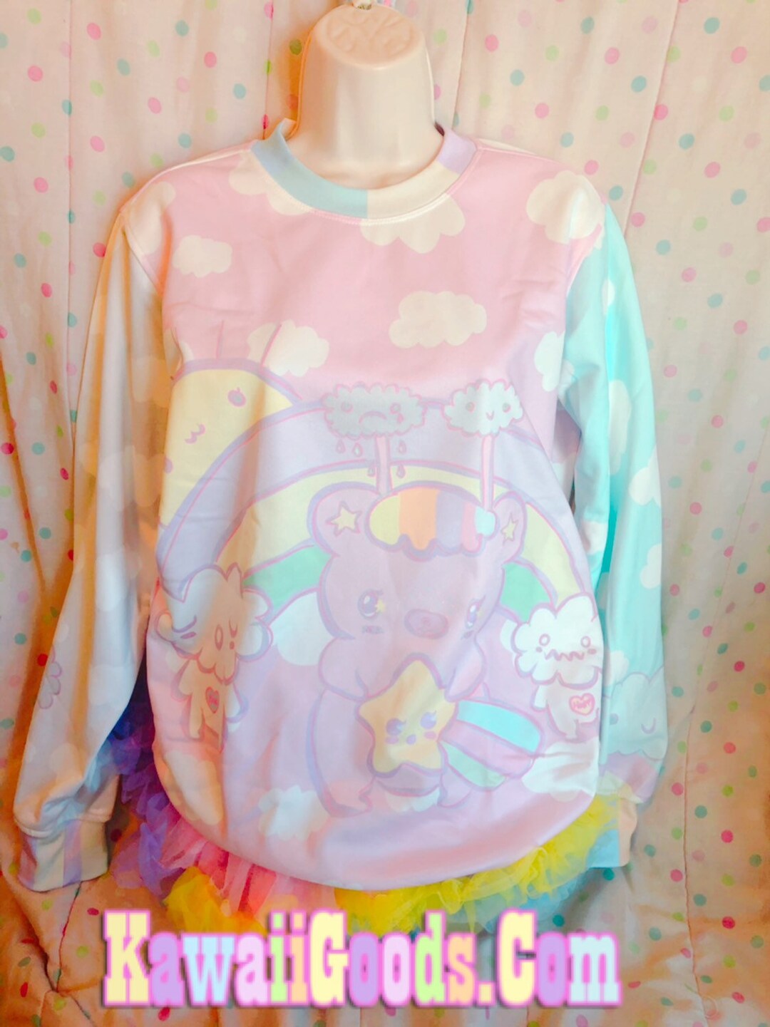 Emotion Bear Sad and Happy Clouds Sweater, Kawaii Sweater, Pastel ...