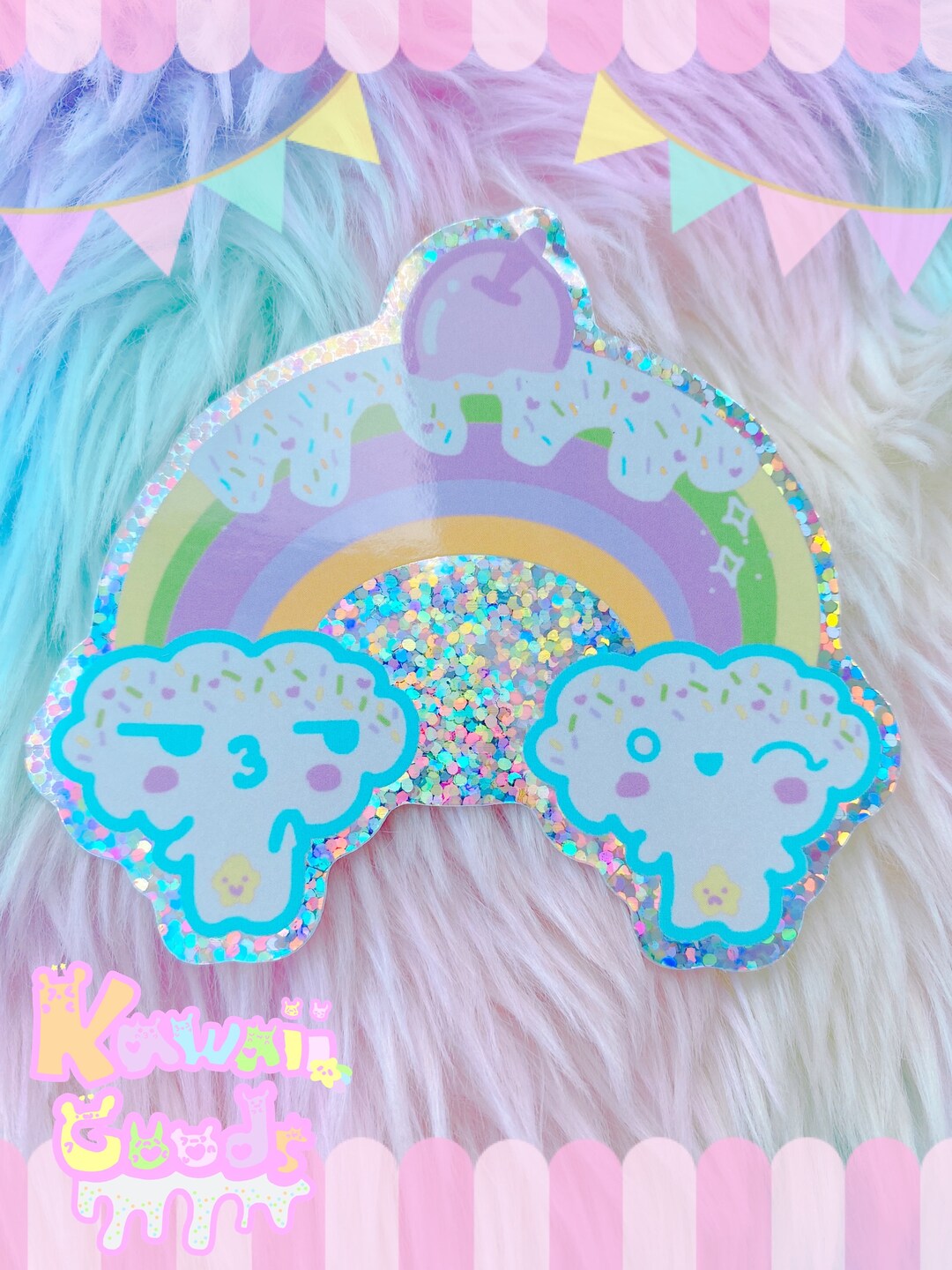 Cloud Friends Holographic Sticker, Glitter Sticker, Kawaii Stickers ...