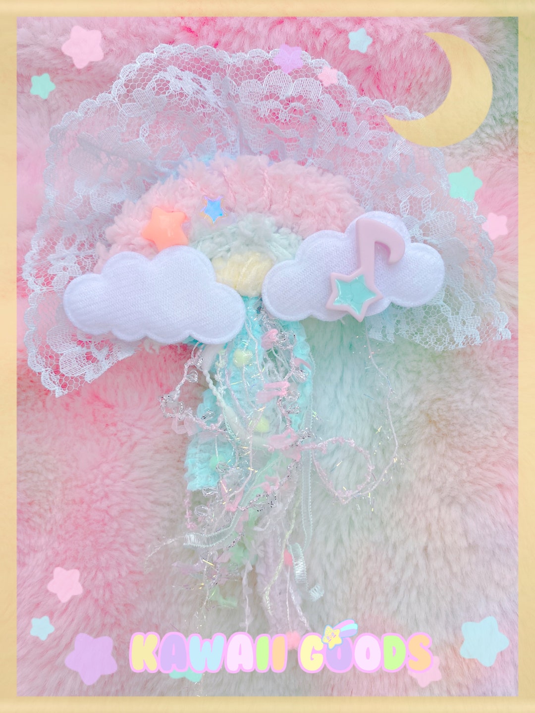 Dreamy Fuzzy Rainbow Balloon 2-way Clip Kawaii Clip - Etsy
