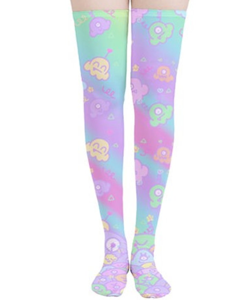 Ice Cream Scoop Alien Monsters OTK, Starry Over the Knee, Kawaii OTK ...