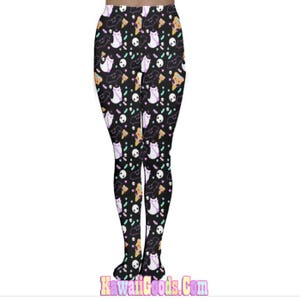 Halloween Sweets Tights, Skeleton Creepy Cute Bat Leggings Tights ...