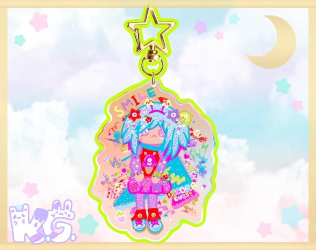 Decora Cutie Girllie Keychain, Kawaii Keychain, Cute Keychain, Animal ...