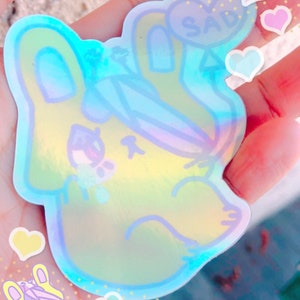 Suni the Bunny Holographic Sticker, Glitter Sticker, Kawaii Stickers ...