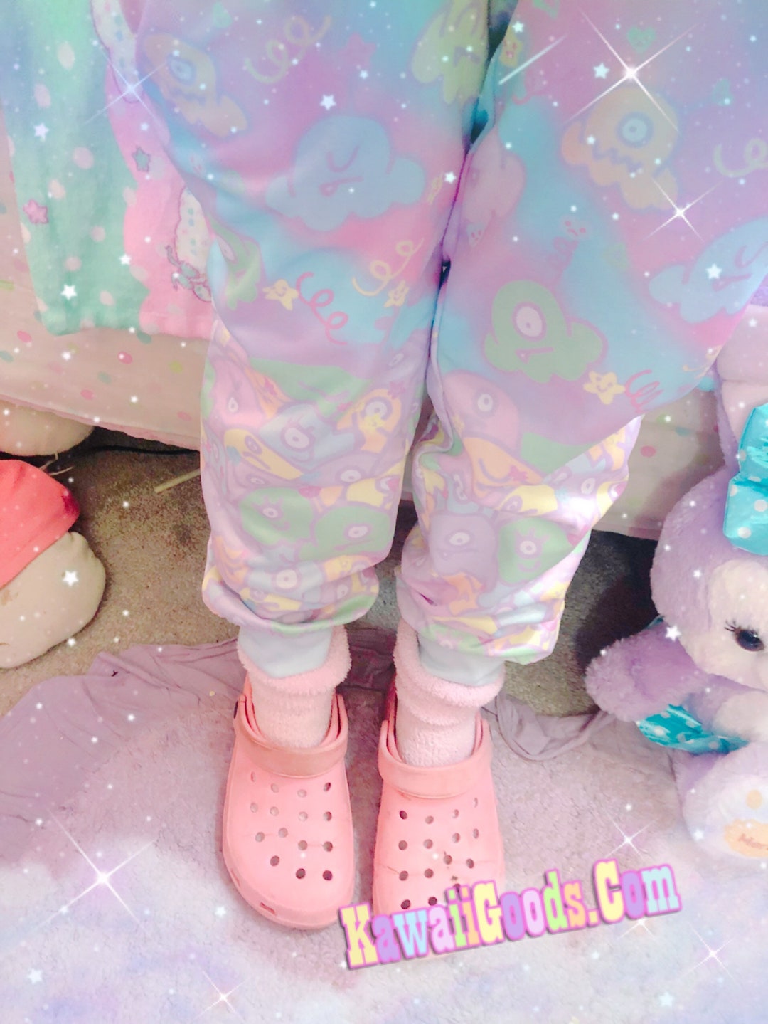 Alien Ice Cream Scoops Monster Party Plush Jogger Pants, Kawaii Pants ...