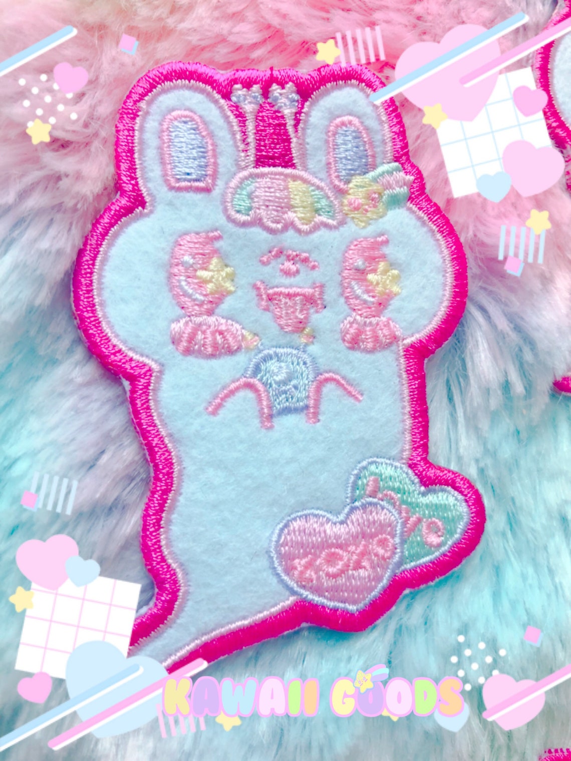Ghost Bunny Abby Valentine Patch, Bear Patches, Kawaii Patches, Cute ...