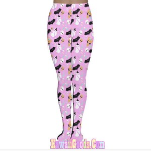 Halloween Sweets Tights, Skeleton Creepy Cute Bat Leggings Tights ...