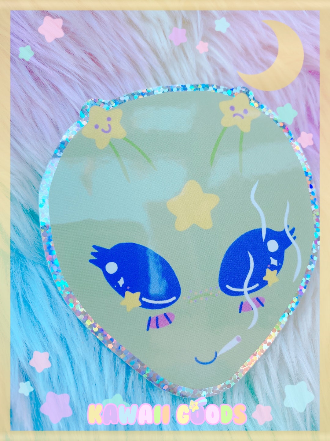 Cutie Alien Holographic Sticker, Glitter Sticker, Kawaii Stickers ...