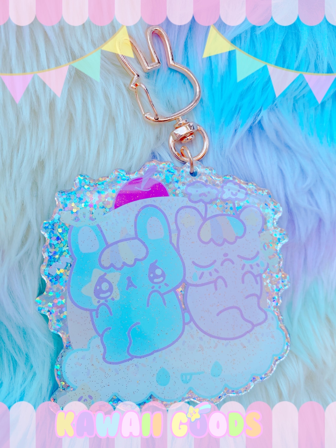 Azul and Emotion Bear Holographic Keychain, Kawaii, Keychain, Cute ...