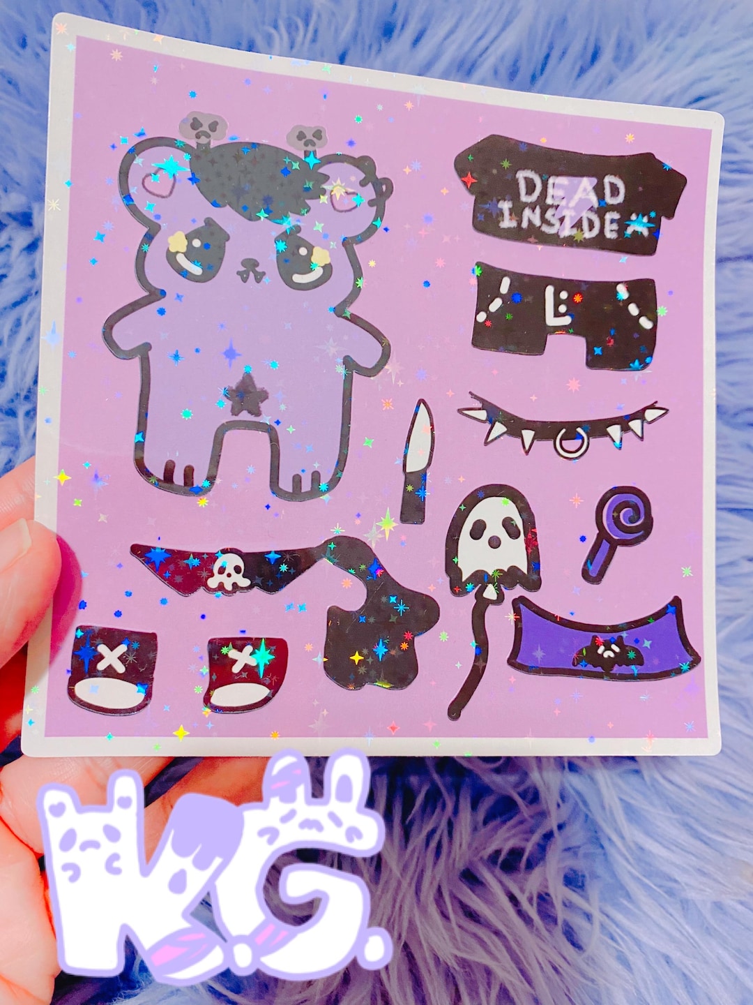 Emo Bear Holo Dress up Sticker Sheet, Kawaii Stationary, Kawaii Sticker ...
