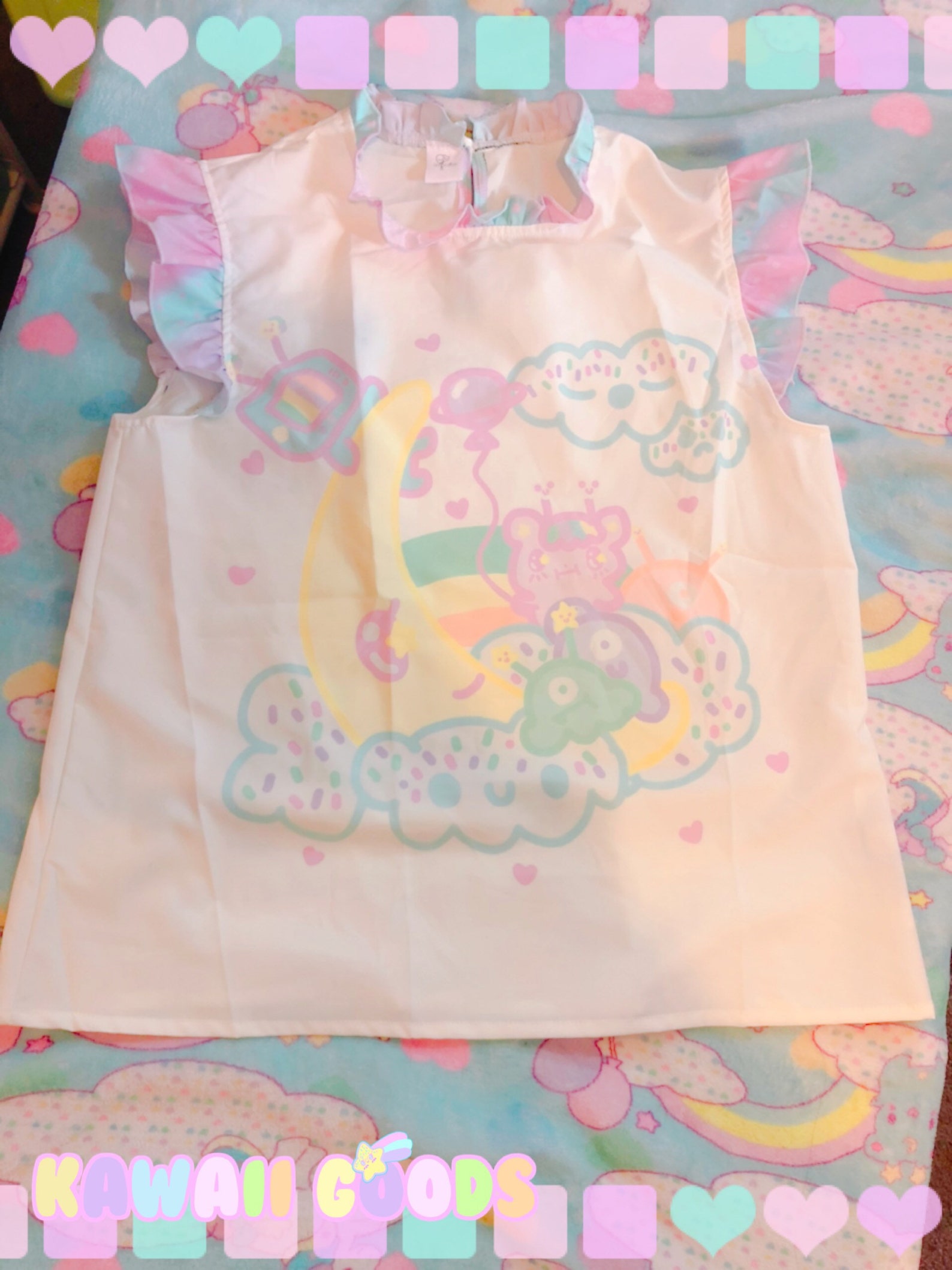 Emotion Bear Ruffle Top Kawaii Top Cute Top Kawaii | Etsy