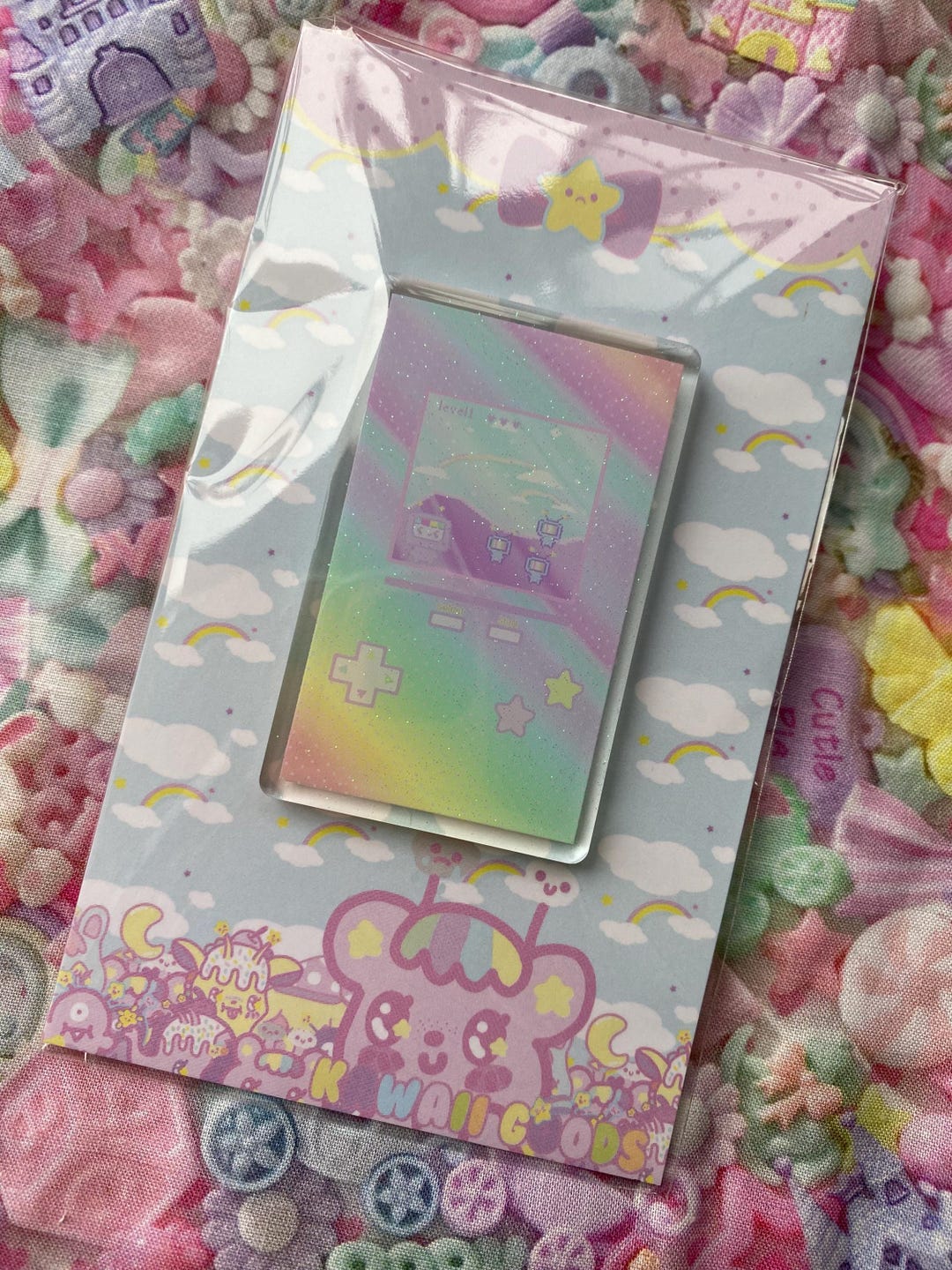 Dreamy Rainbow Kikko TV Game Glitter Acrylic Pin, Acrylic Pin, Kawaii ...