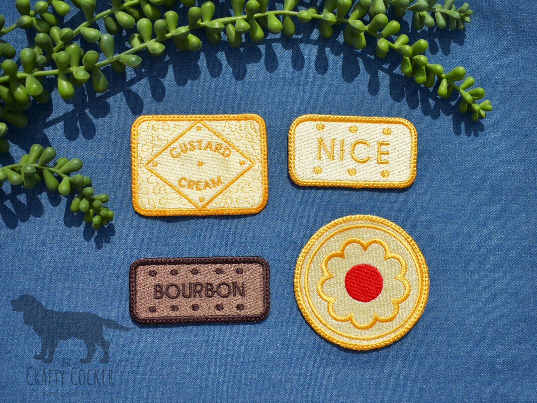 Classic British Biscuits Iron-on Patches: Custard Cream, Bourbon, Jammy ...
