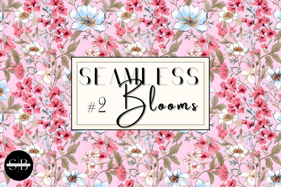 Flower Seamless Pattern, Pink Blue Blooms, Floral Print, Repeating File ...