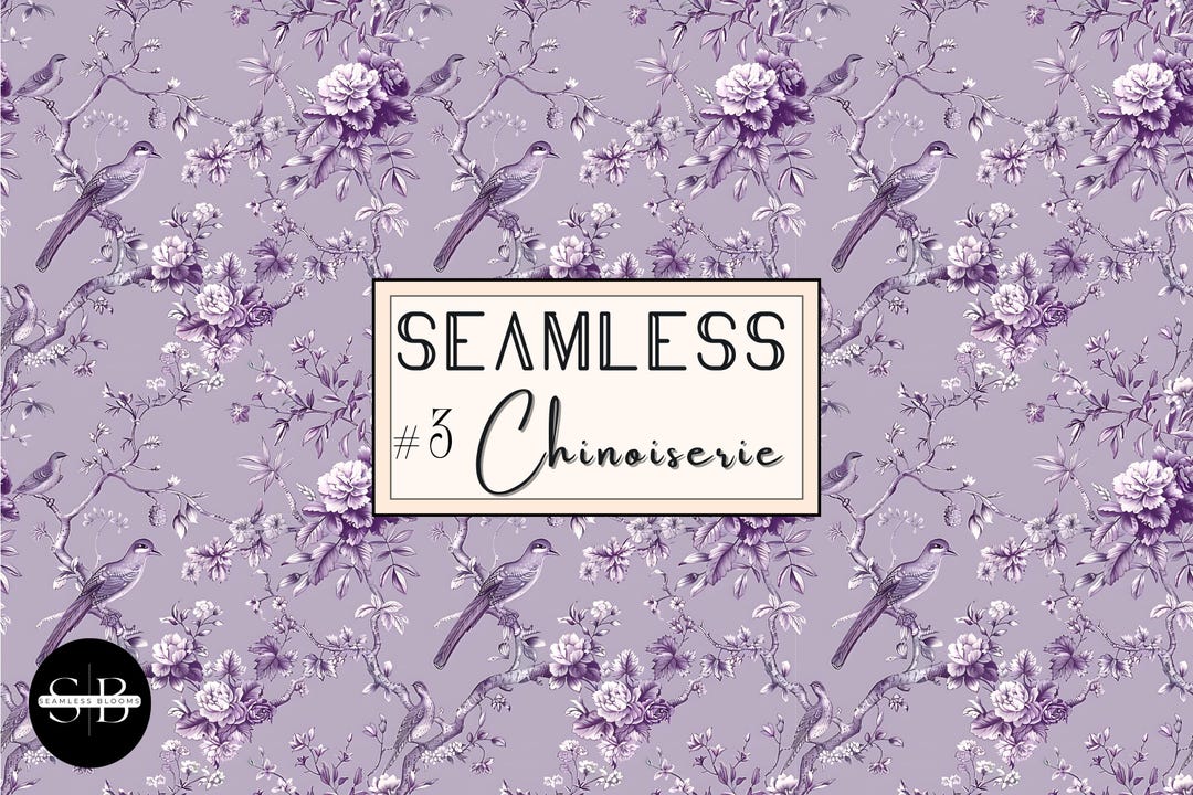 Lilac Birds Chinoiserie Seamless Pattern Floral Digital Paper Asian ...