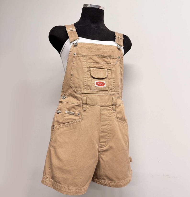 Vintage 90s Cotton Revolt Overalls Shortall: Multi-pocket Dungarees ...