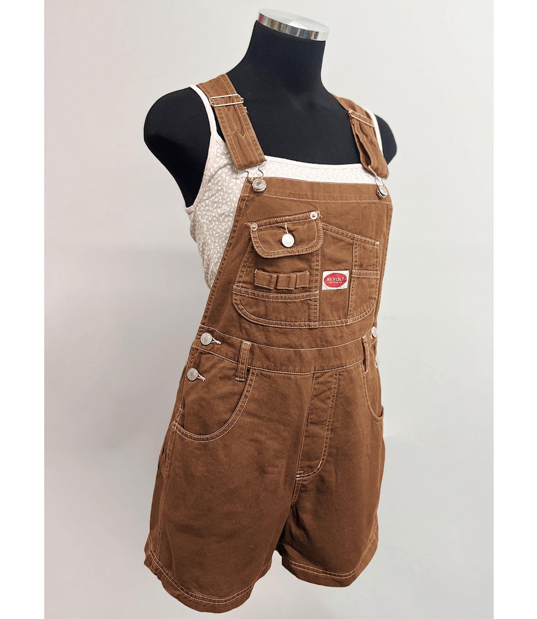 90s Cotton Revolt Overalls Shortalls - Re-dyed Dungarees - Multi Pocket ...