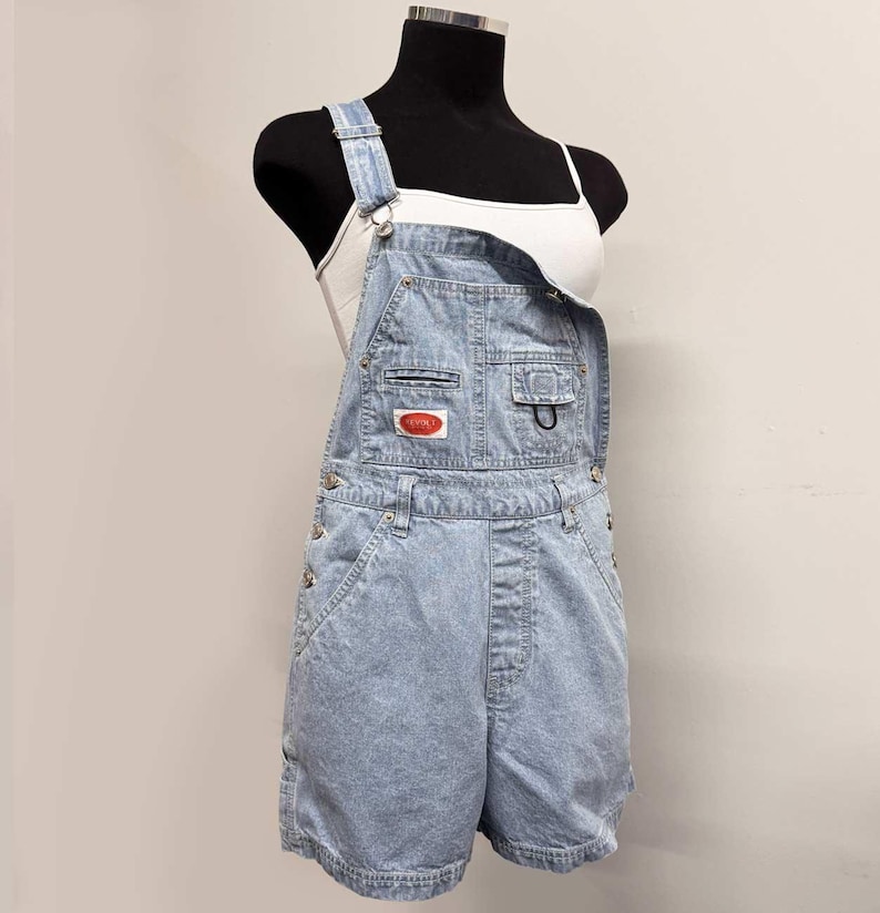 90s Denim Overalls Shortall: Vintage Multi-pocket Revolt Junior ...