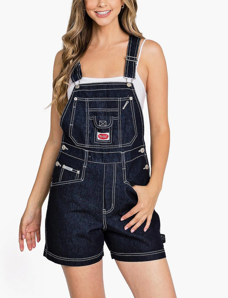 Vintage 90s Cotton Revolt Overalls Shortall: Multi-pocket Dungarees ...