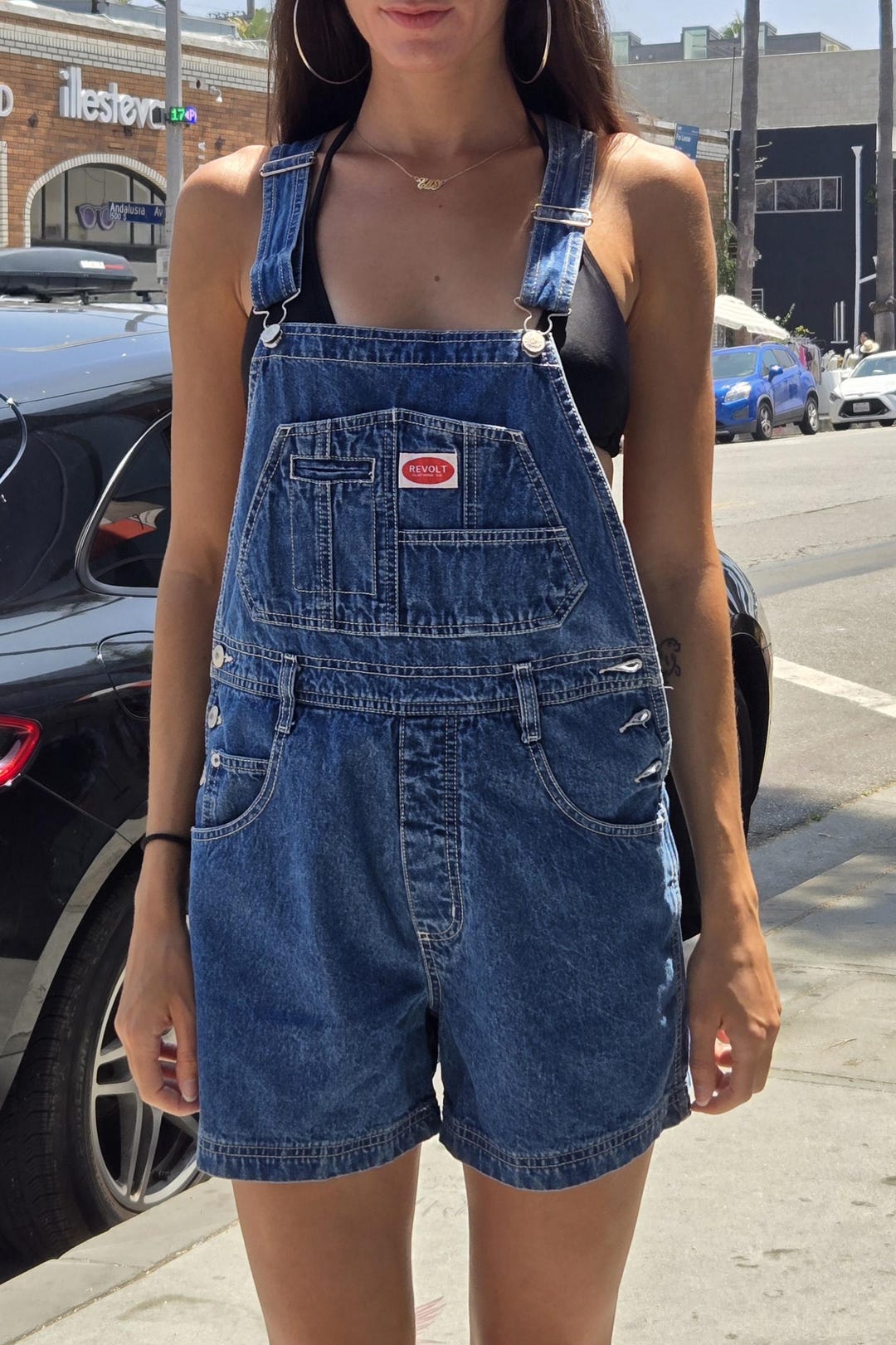 90s Denim Overalls Shortall: Vintage Multi-pocket Revolt Junior ...