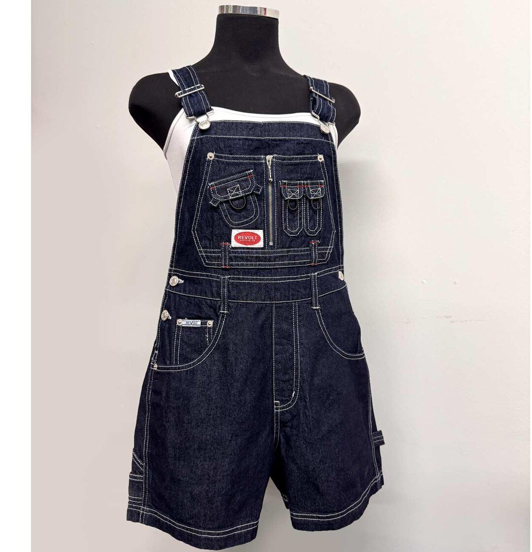Revolt Vintage 90s Cotton Overalls Shortall - Multi-pocket Dungarees ...