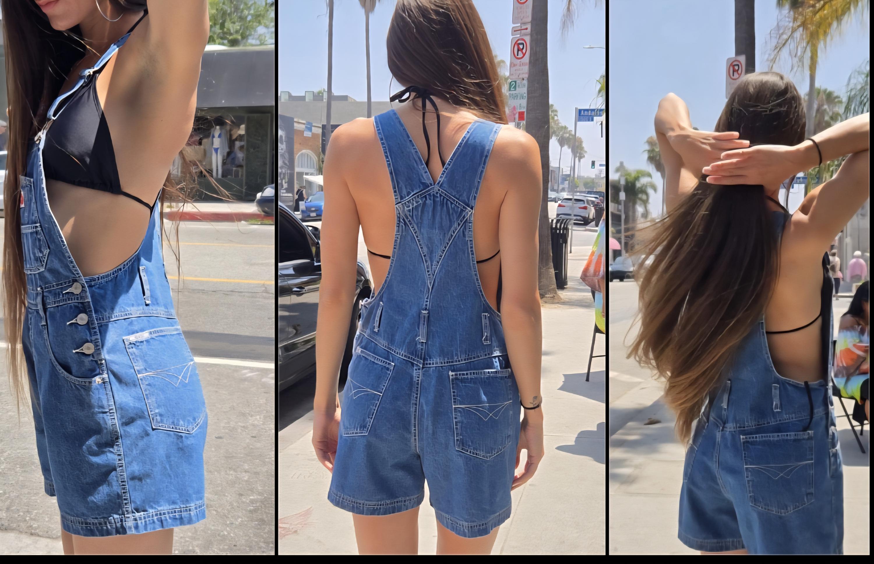 90s Denim Overalls Shortall: Vintage Multi-pocket Revolt Junior ...