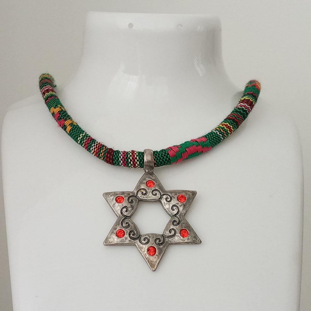 Israel Jewelry. Jewish Symbol Star of David Simple Rope Pendant for Him ...