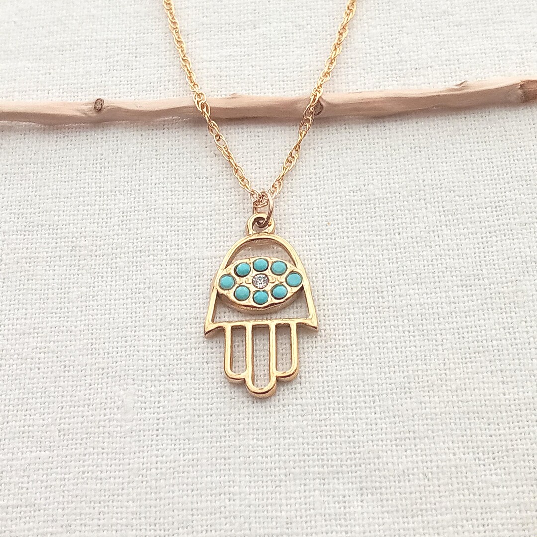 Israel Jewelry. 14K Gold Filled Hand Symbol W Micro Pave Evil Eye ...