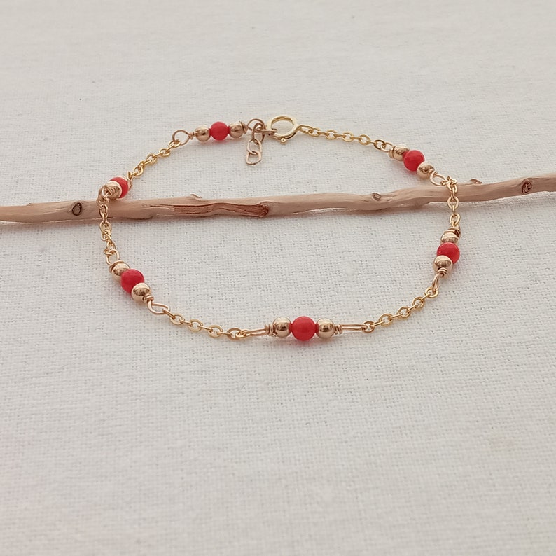 Coral Bracelet. 14k Gold Filled Red Coral Bracelet for Luxury Women ...