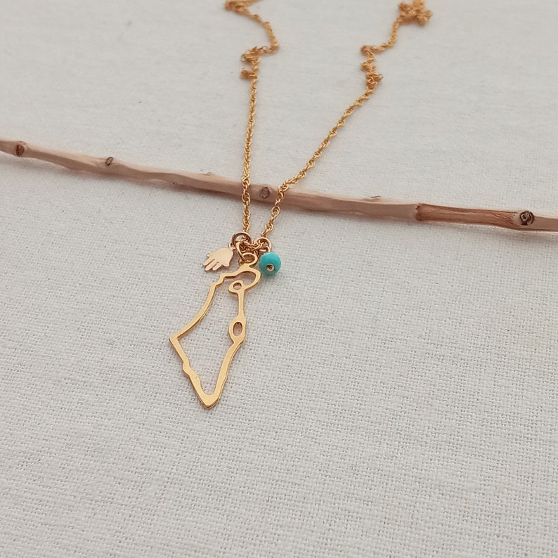 Map of Israel 14k Gold Filled Solid Minimalist Necklace. Jewish Jewelry. Protection Jewelry ...