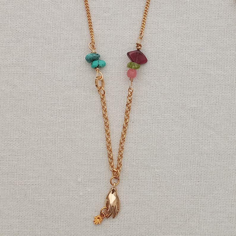 Gold Hand Necklace Holding Mini Hand Charm Pendant. Victorian Hand ...
