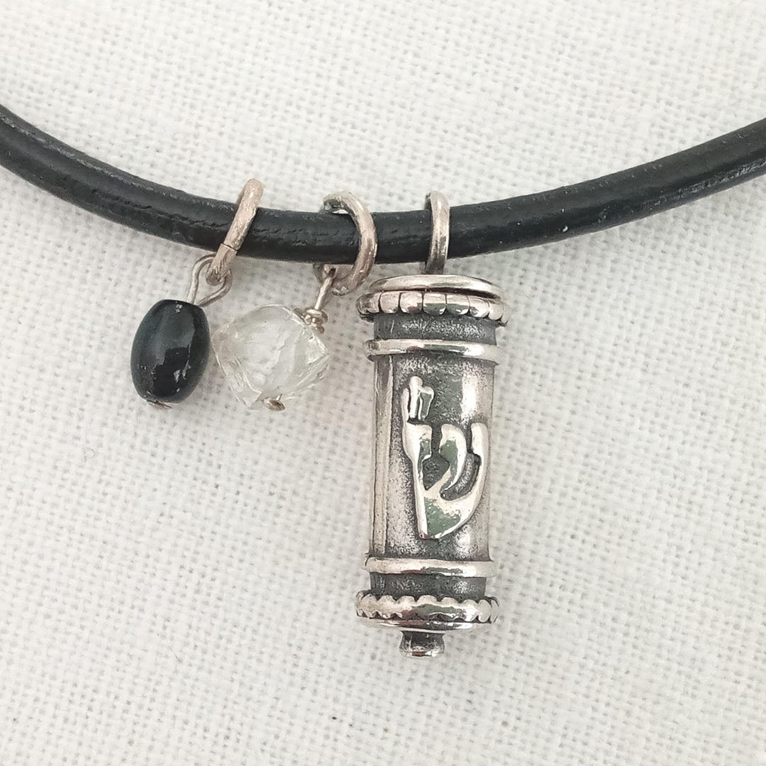 Sterling Silver Mezuzah Jewish Men's Necklace. Judaica Jewelry ...
