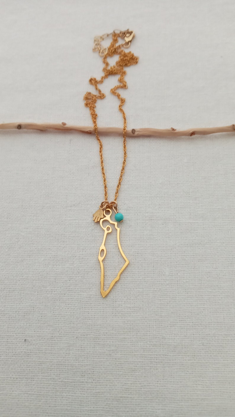 Map of Israel 14k Gold Filled Solid Minimalist Necklace. Jewish Jewelry ...