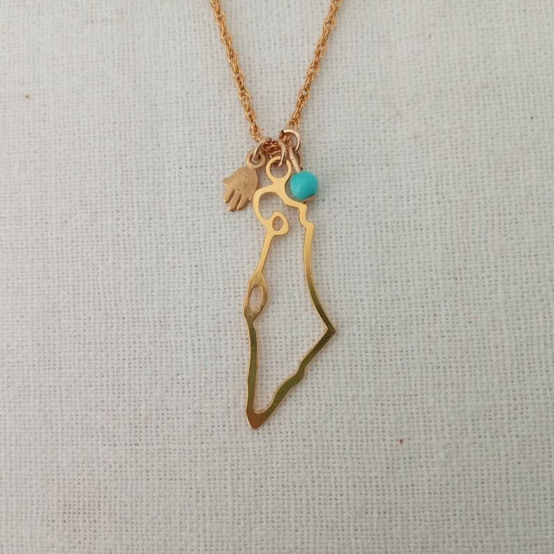 Map of Israel 14k Gold Filled Solid Minimalist Necklace. Jewish Jewelry ...